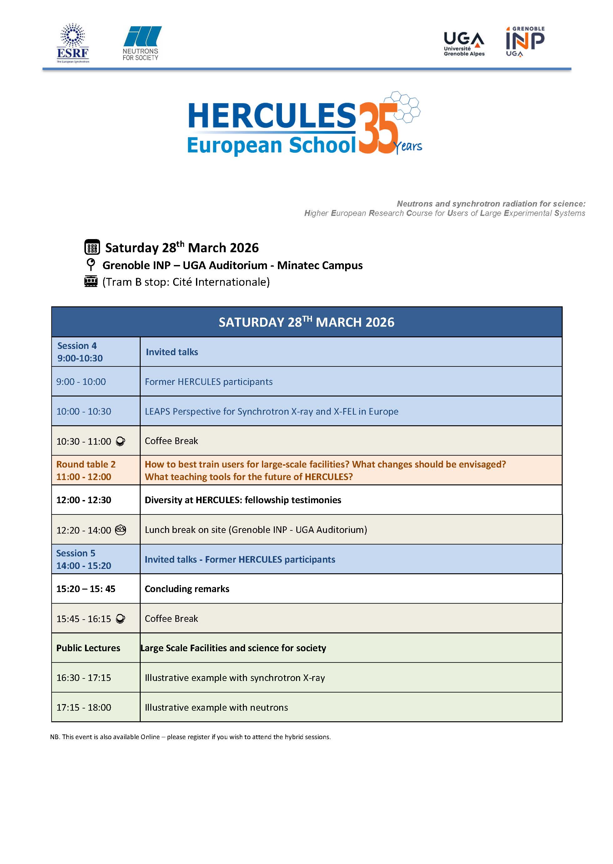 HERCULES - 35 Years (27-March 28, 2026): Preliminary programme · Indico